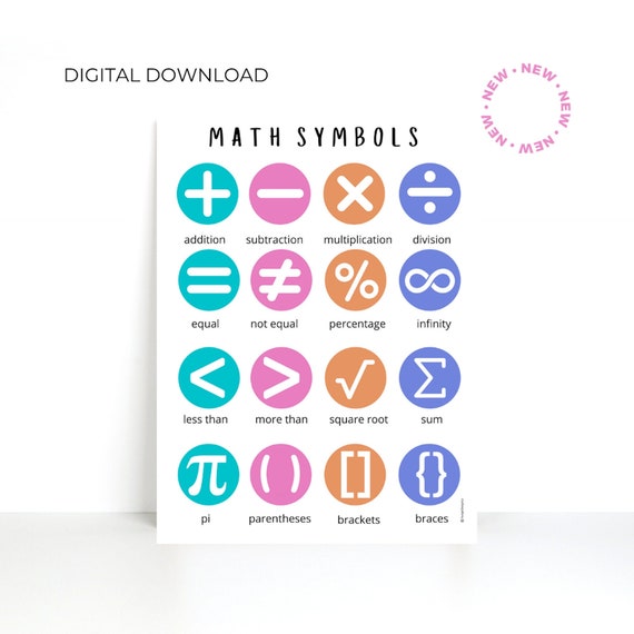 Basic Math Symbols SET C DIGITAL DOWNLOAD Education | Etsy
