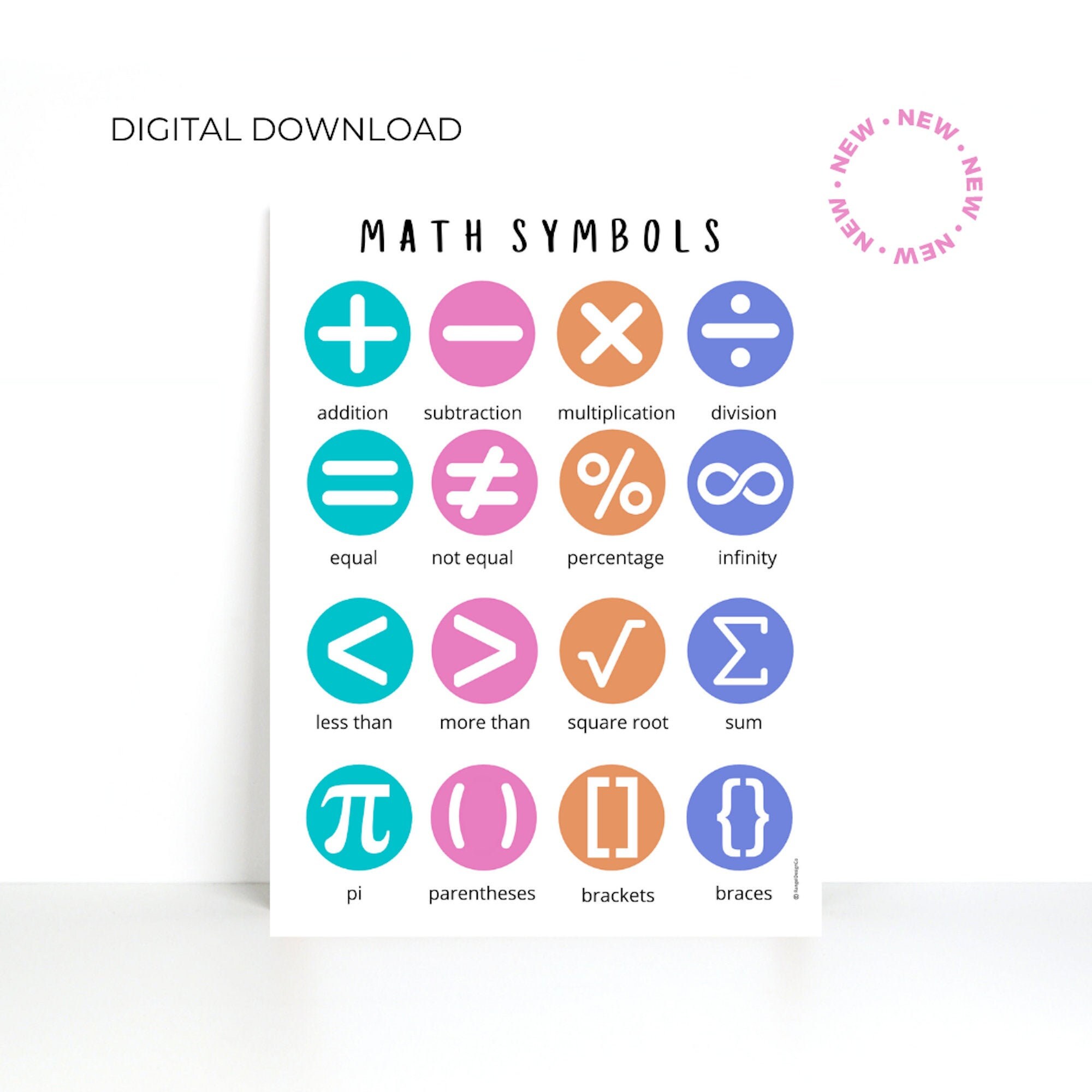 Basic Mathe Symbole SET C DIGITAL DOWNLOAD Bildung Druckbare ...