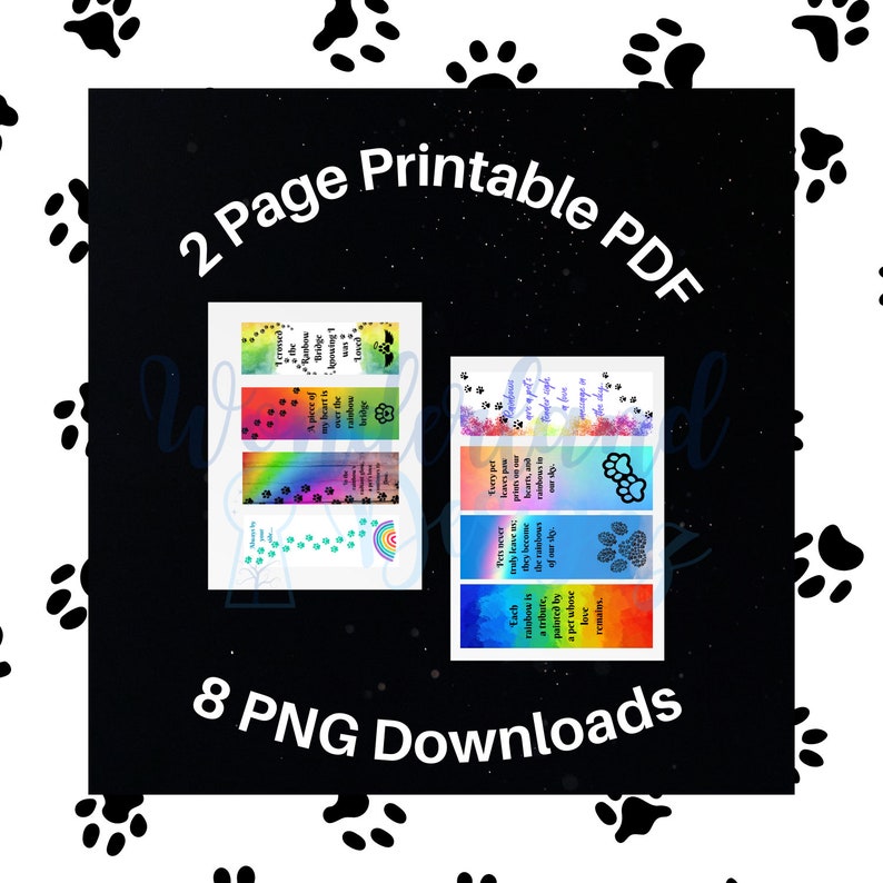 Rainbow Bridge Quote Bookmarks Digital Download PDF PNG Printable ...