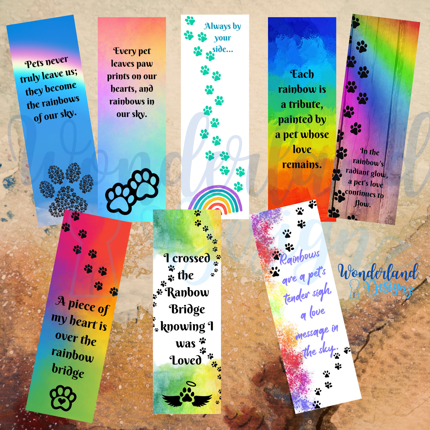 Rainbow Bridge Quote Bookmarks Digital Download PDF PNG Printable ...