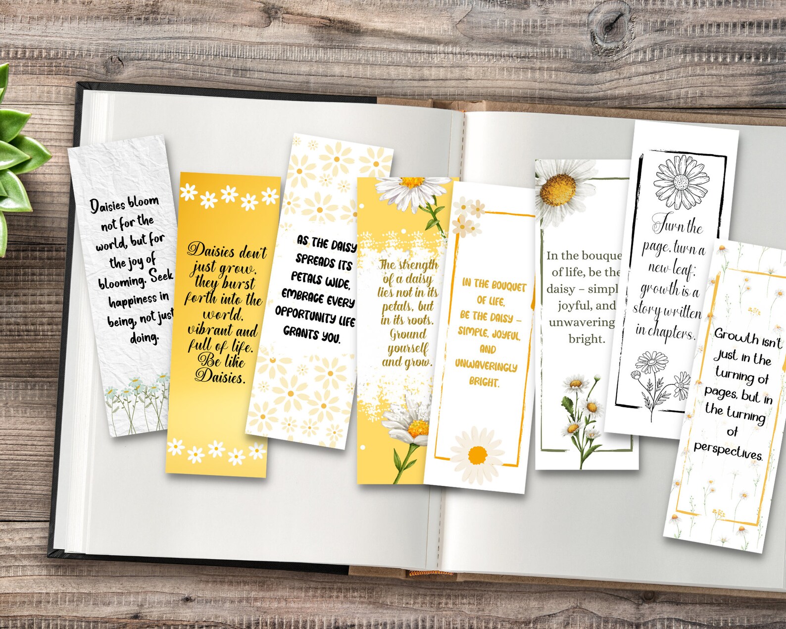 8 Inspirational Daisy Bookmarks - Printable - PDF - PNG - Instant ...