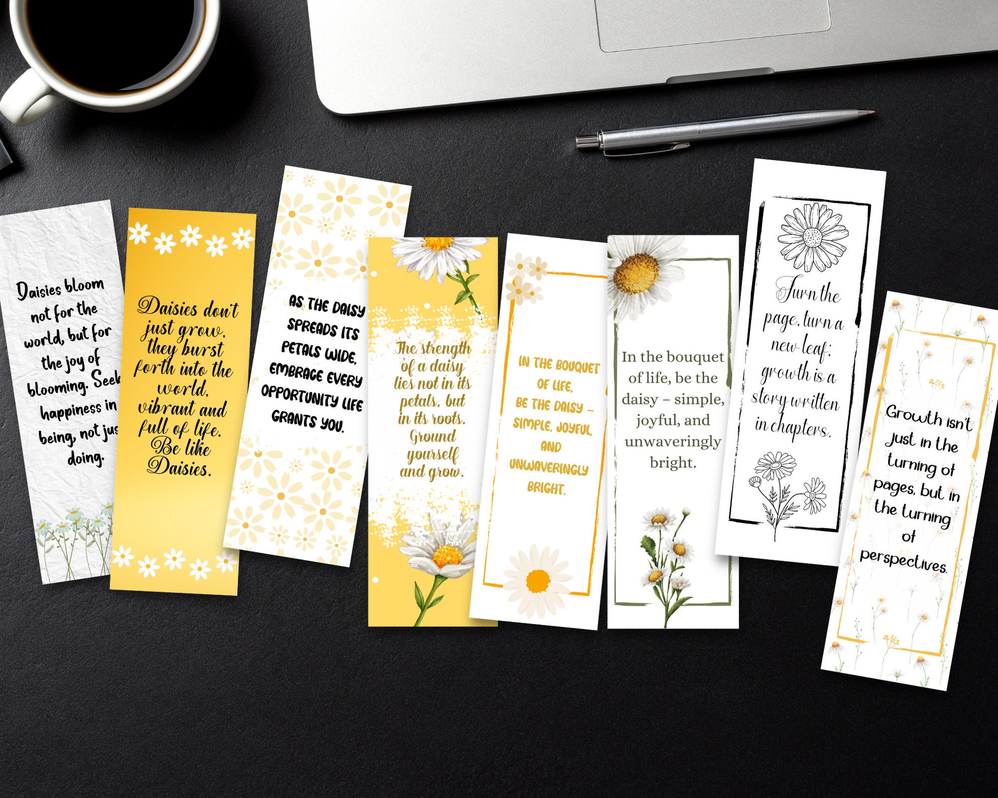 8 Inspirational Daisy Bookmarks - Printable - PDF - PNG - Instant ...