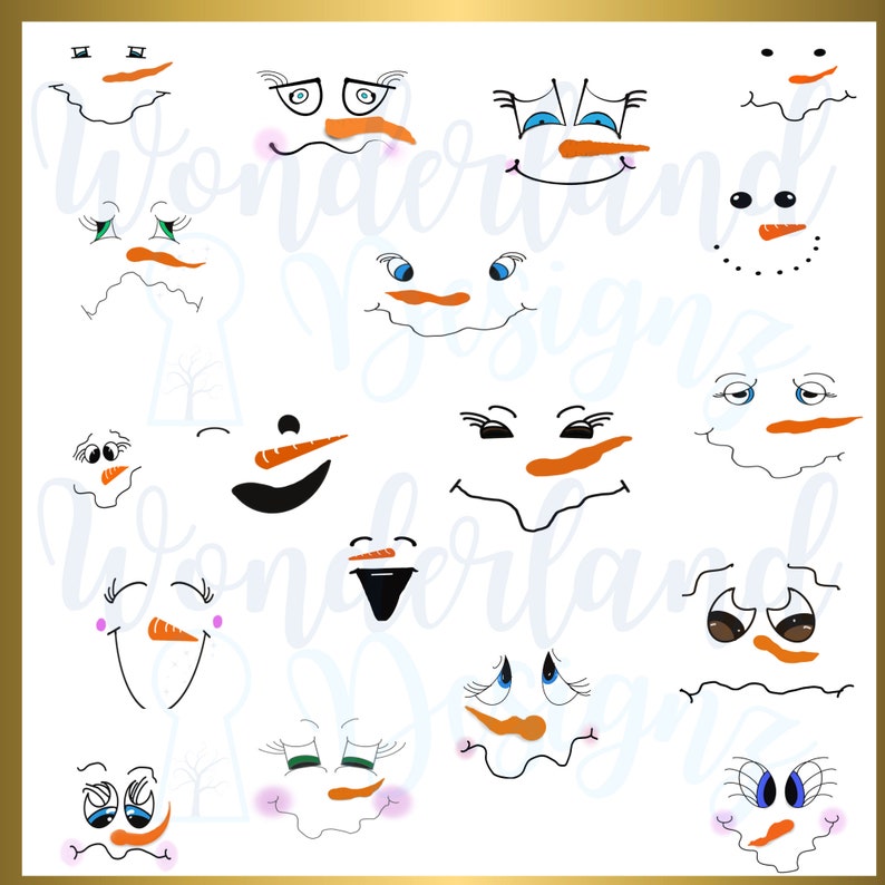 25+ Snowmen Face Designs for Sublimation and Print - PNG Files With ...