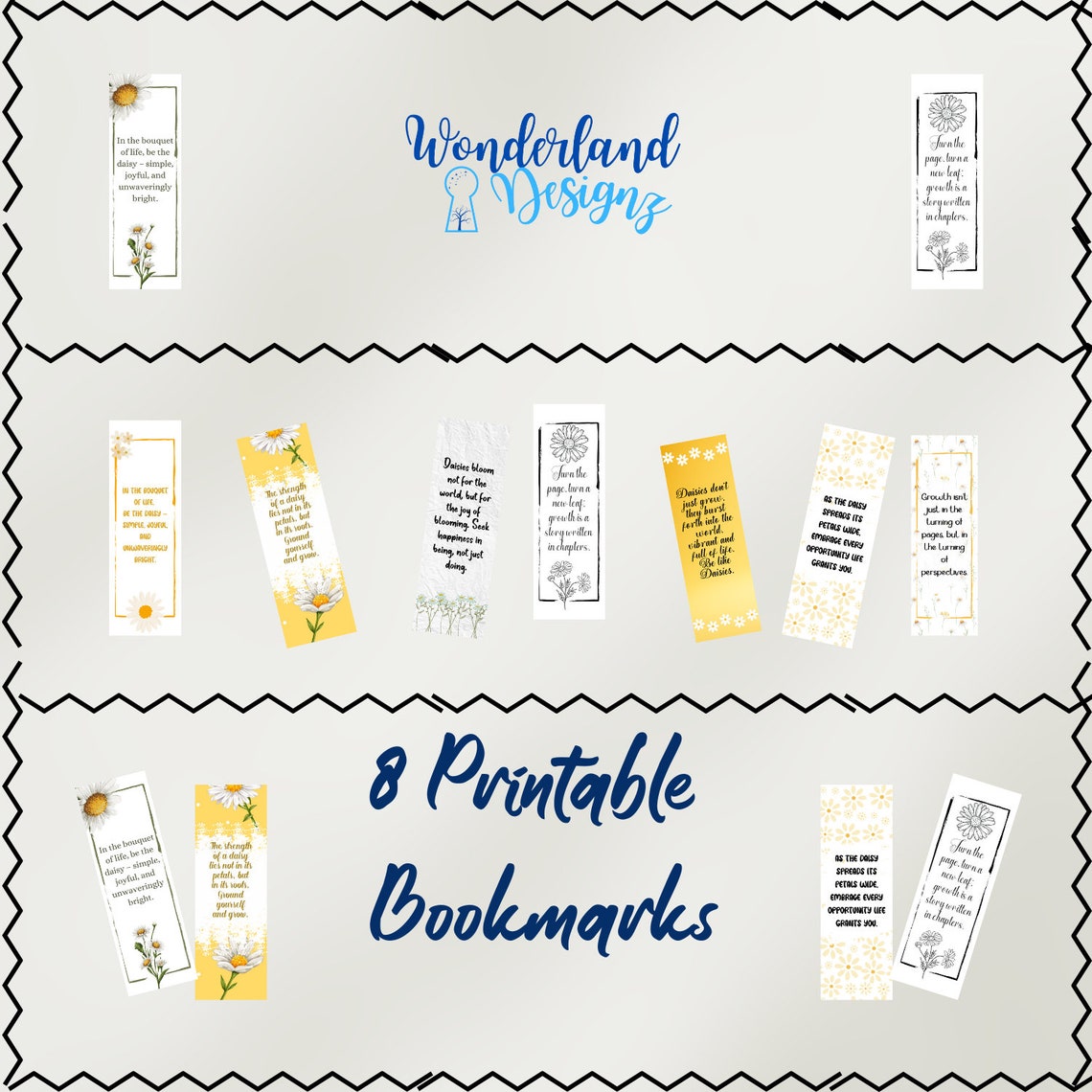 8 Inspirational Daisy Bookmarks - Printable - PDF - PNG - Instant ...
