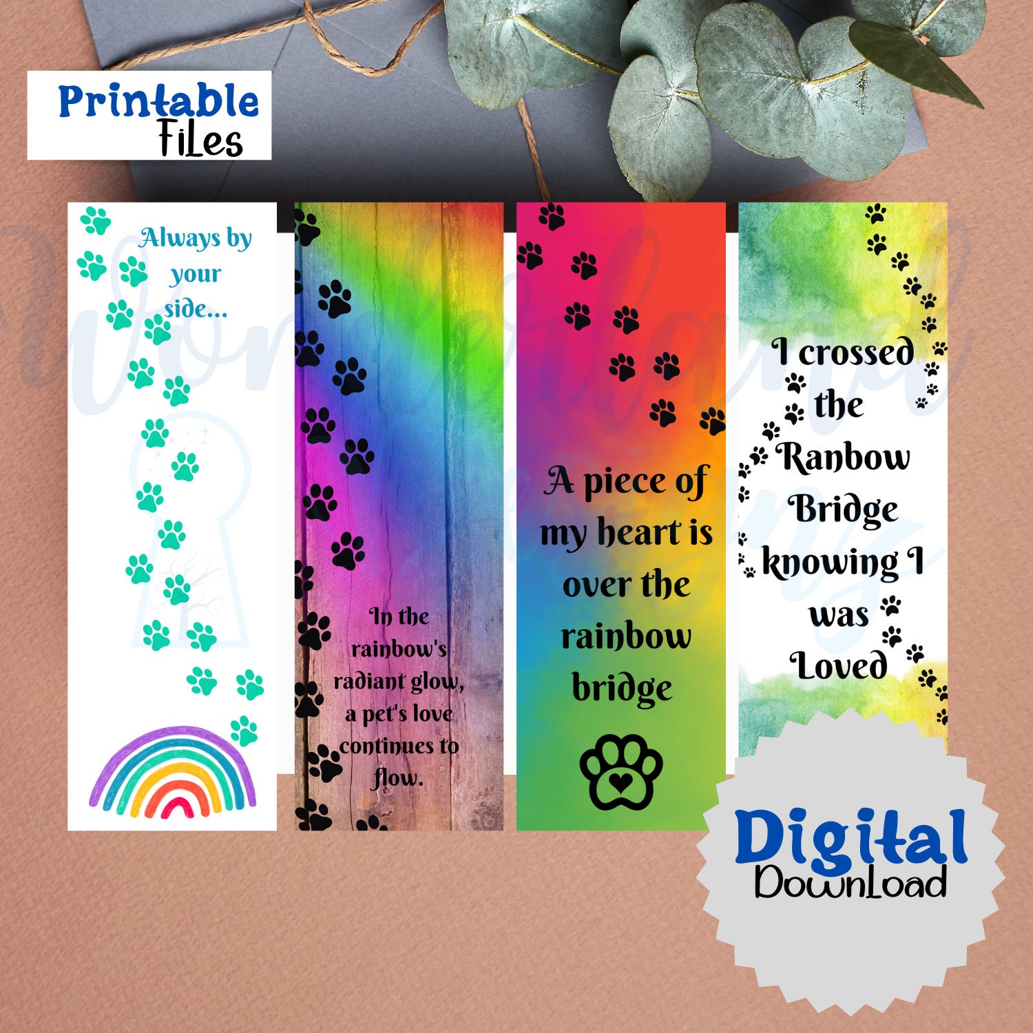 Rainbow Bridge Quote Bookmarks Digital Download PDF PNG Printable ...