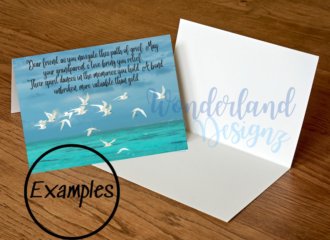 Bereavement Printable Cards PNG Digital Download Set dear Friend Grief ...