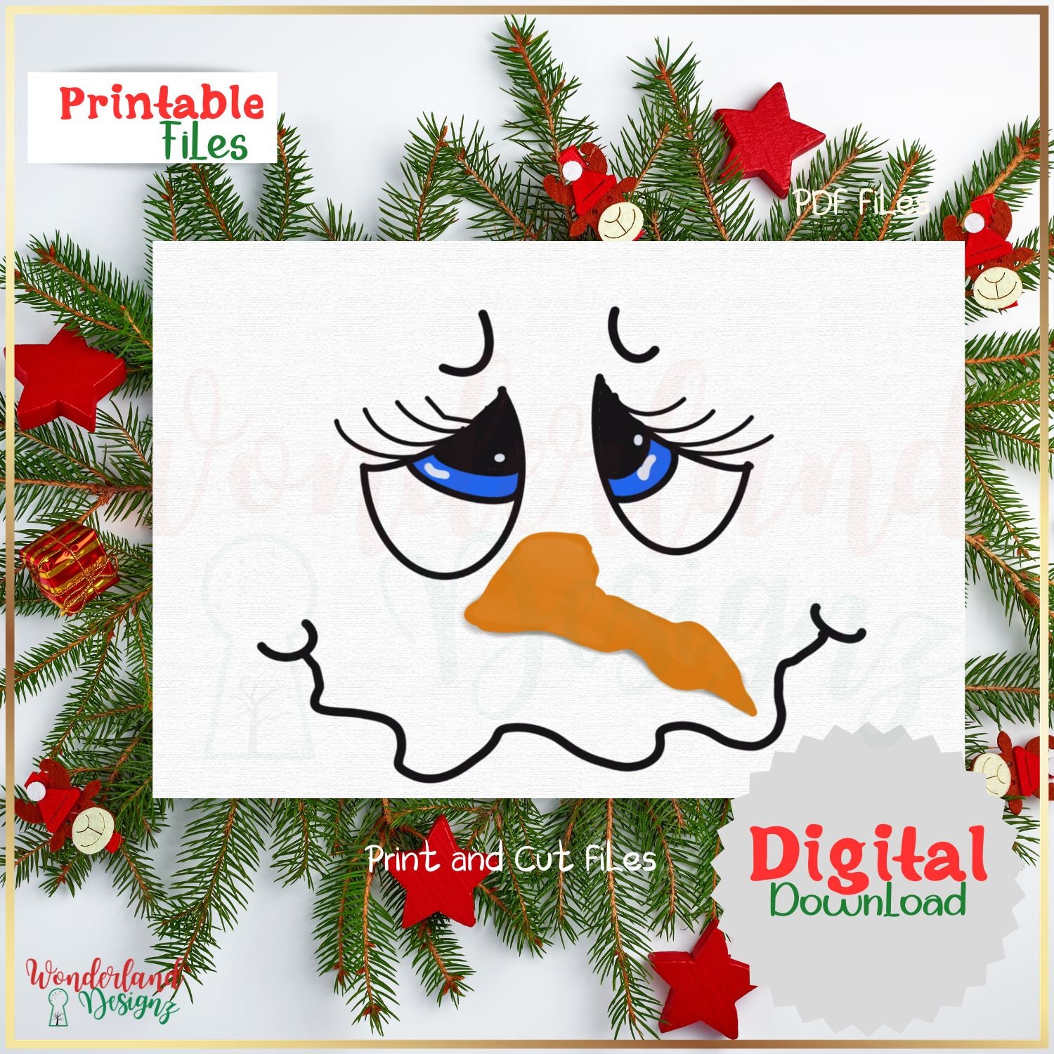 Snowman Faces Printable Holiday Greeting Card PDF Instant Download SET ...