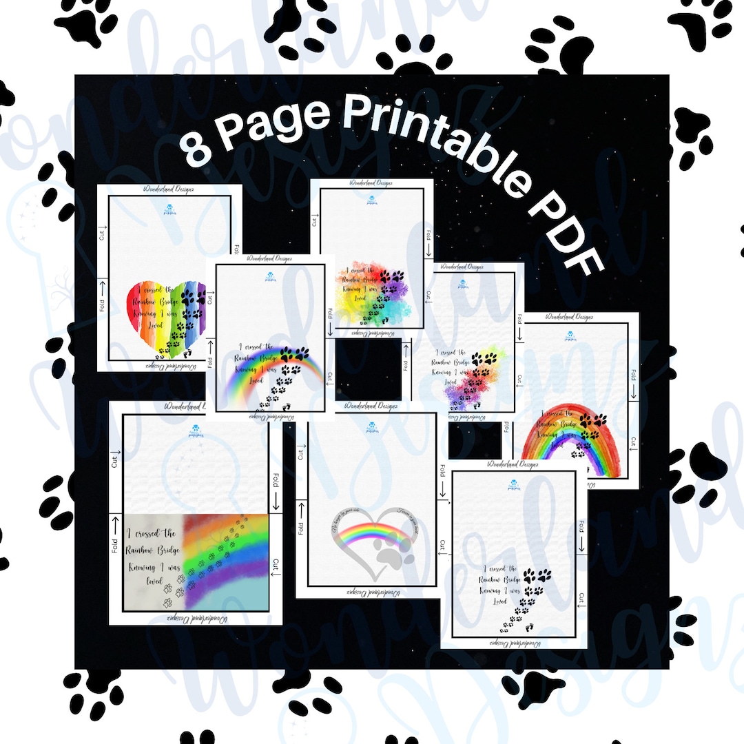 I Crossed the Rainbow Bridge Knowing I Was Loved 8 PNG 1 PDF Digital ...