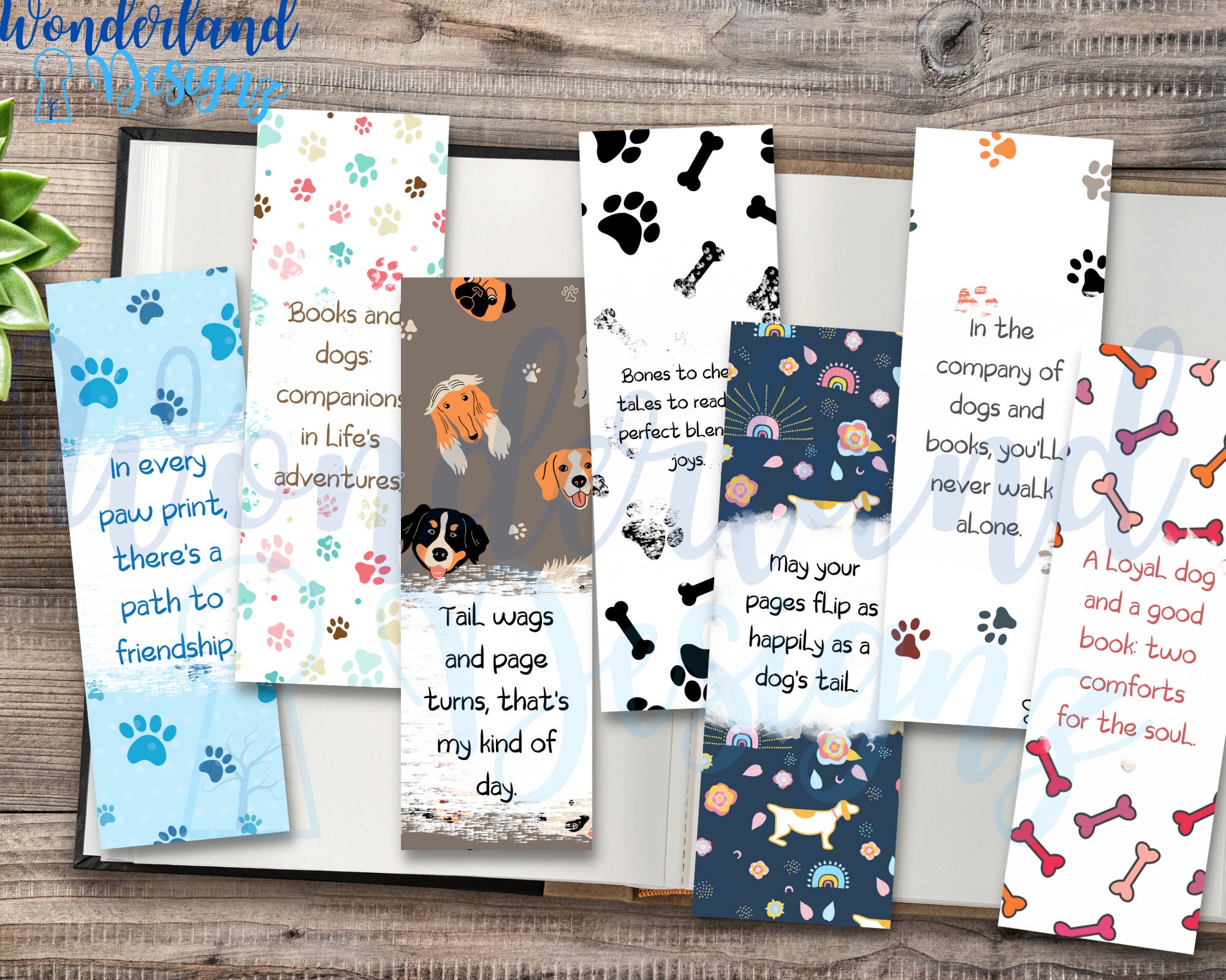 Dog Bookmarks - Set of 8 - Digital Printable - PNG - PDF - DIY ...