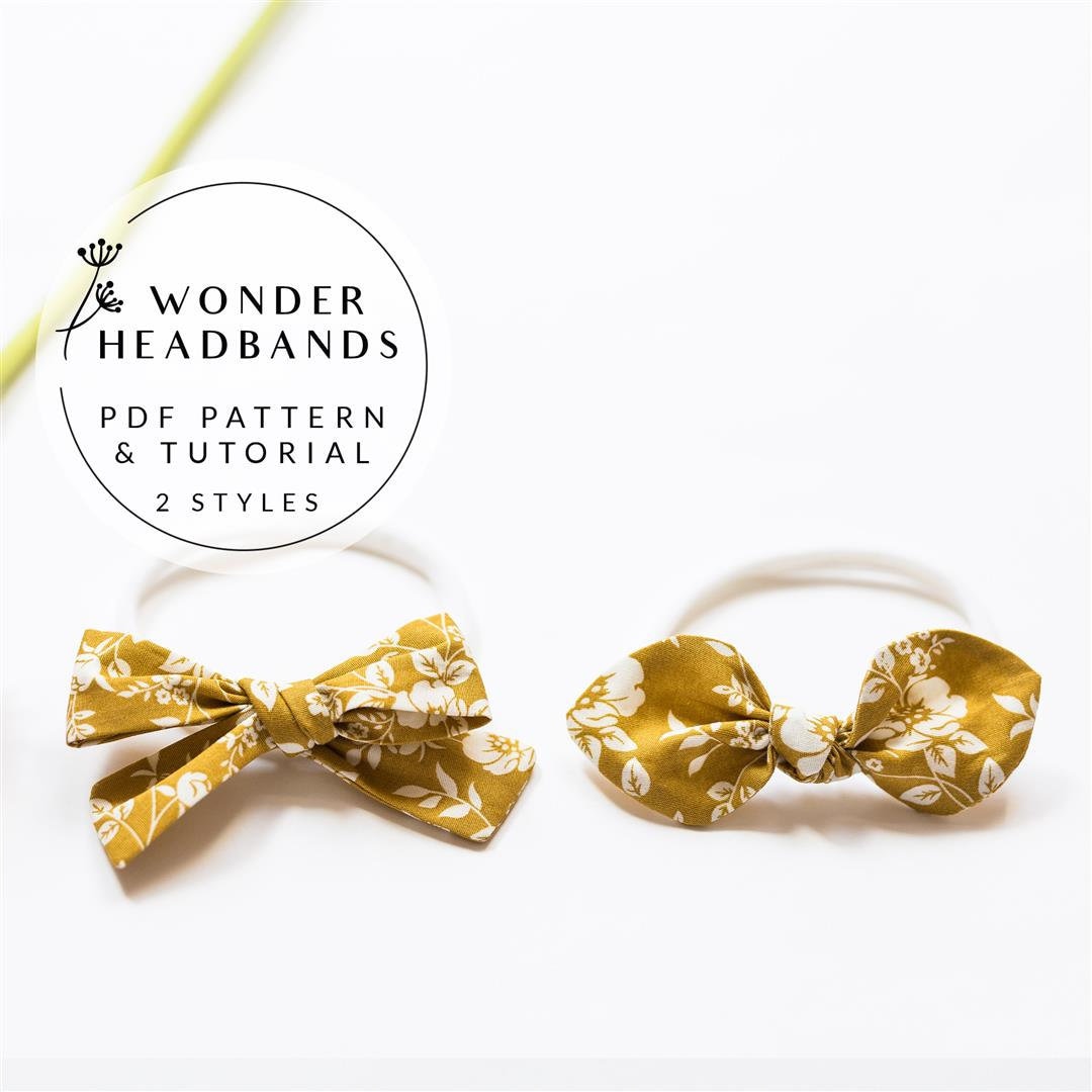 Bow Pattern 2 Styles Top Knot Bow Baby Hair Bow Pattern Baby Headband ...