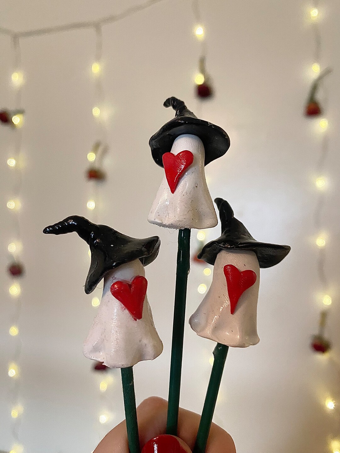 Polymer Clay Plant Pot Pal Witch Ghosts With Hearts - Etsy