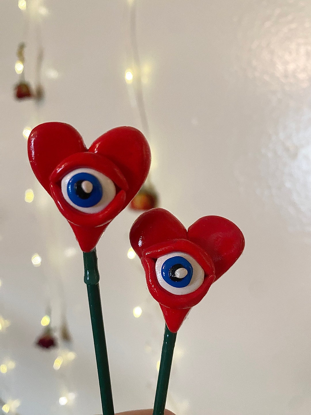 Polymer Clay Plant Pot Pal Evil Eye Heart - Etsy