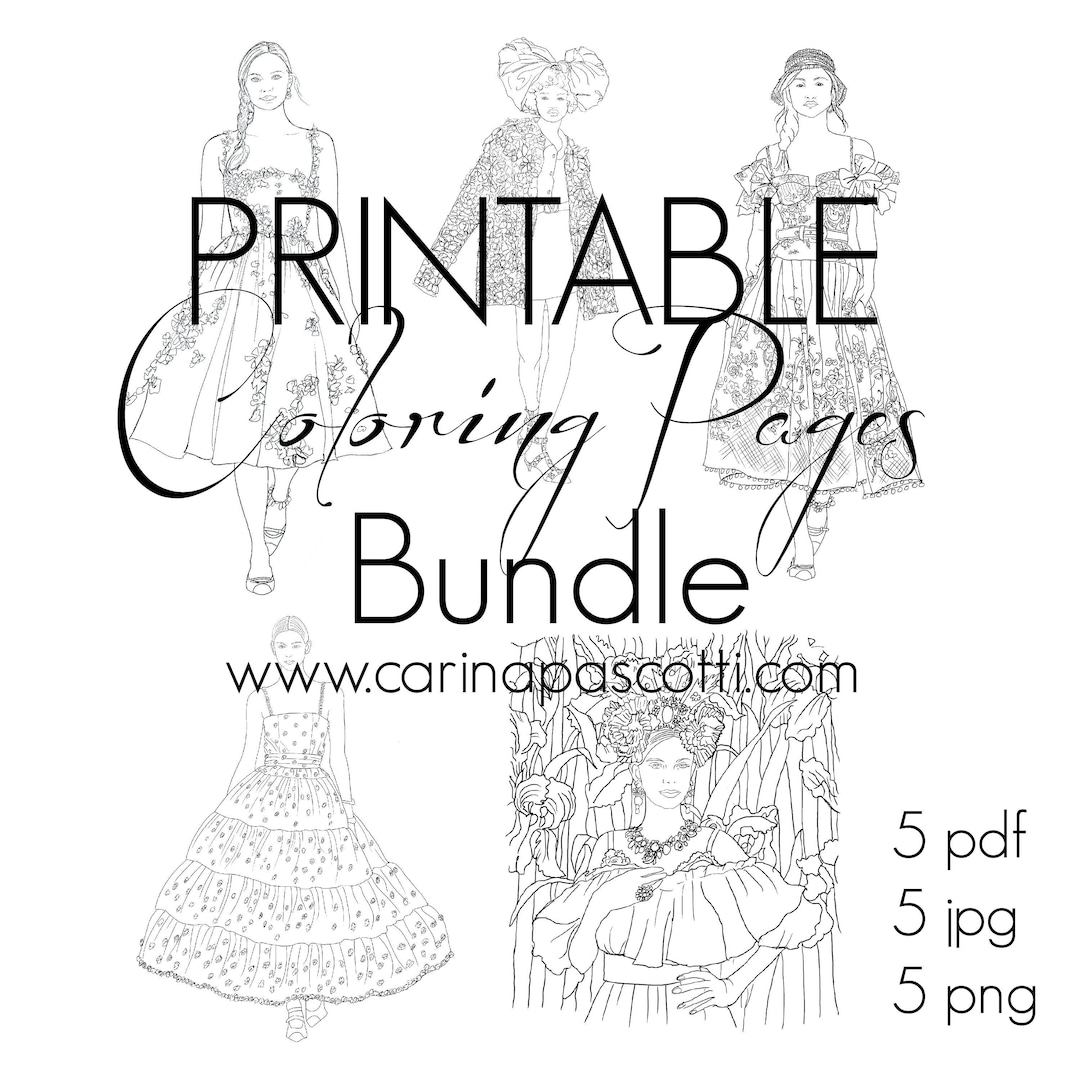 Printable Coloring Pages Fashion Bundle - Etsy