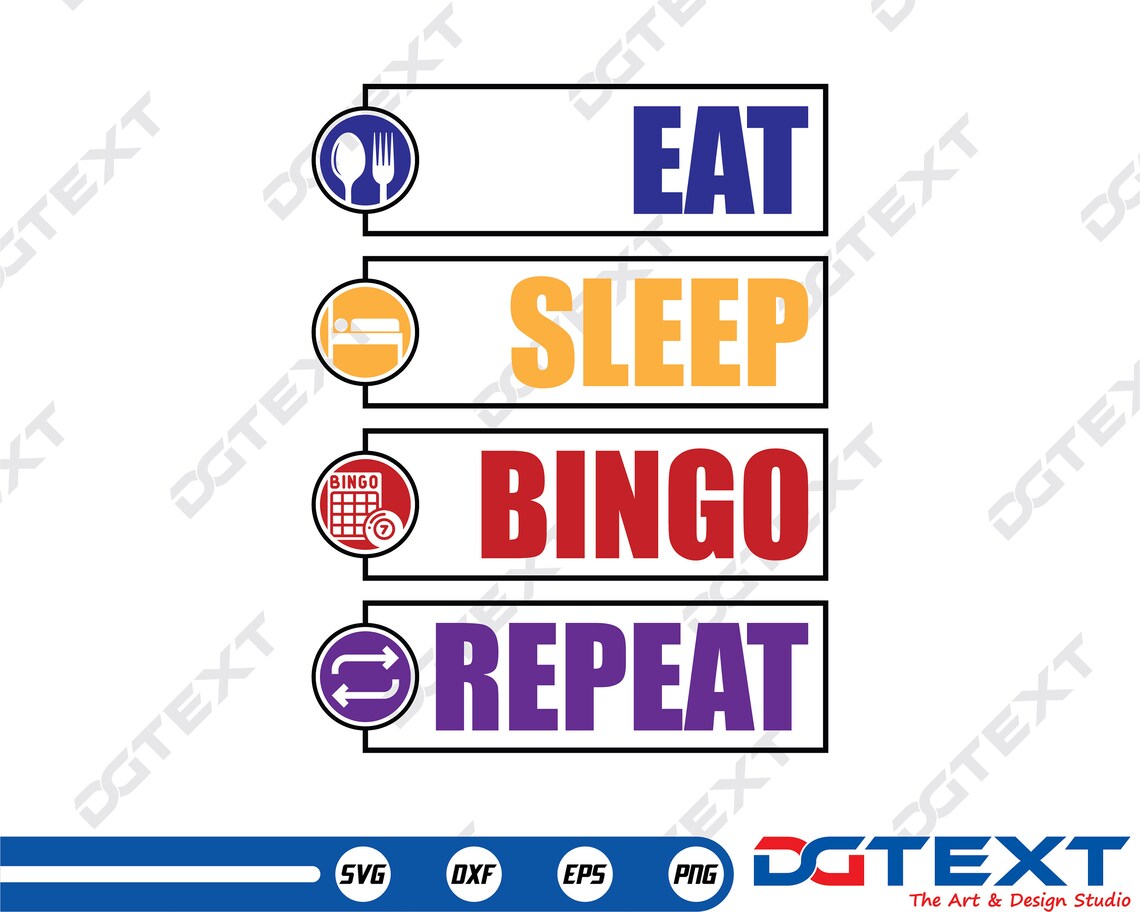 Eat Sleep Bingo Repeat SVG Bingo SVG Vector Silhouette - Etsy