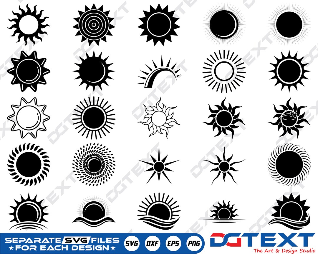 Sun SVG, Sun Vector, Silhouette, Cricut File, Clipart, Cuttable Design ...