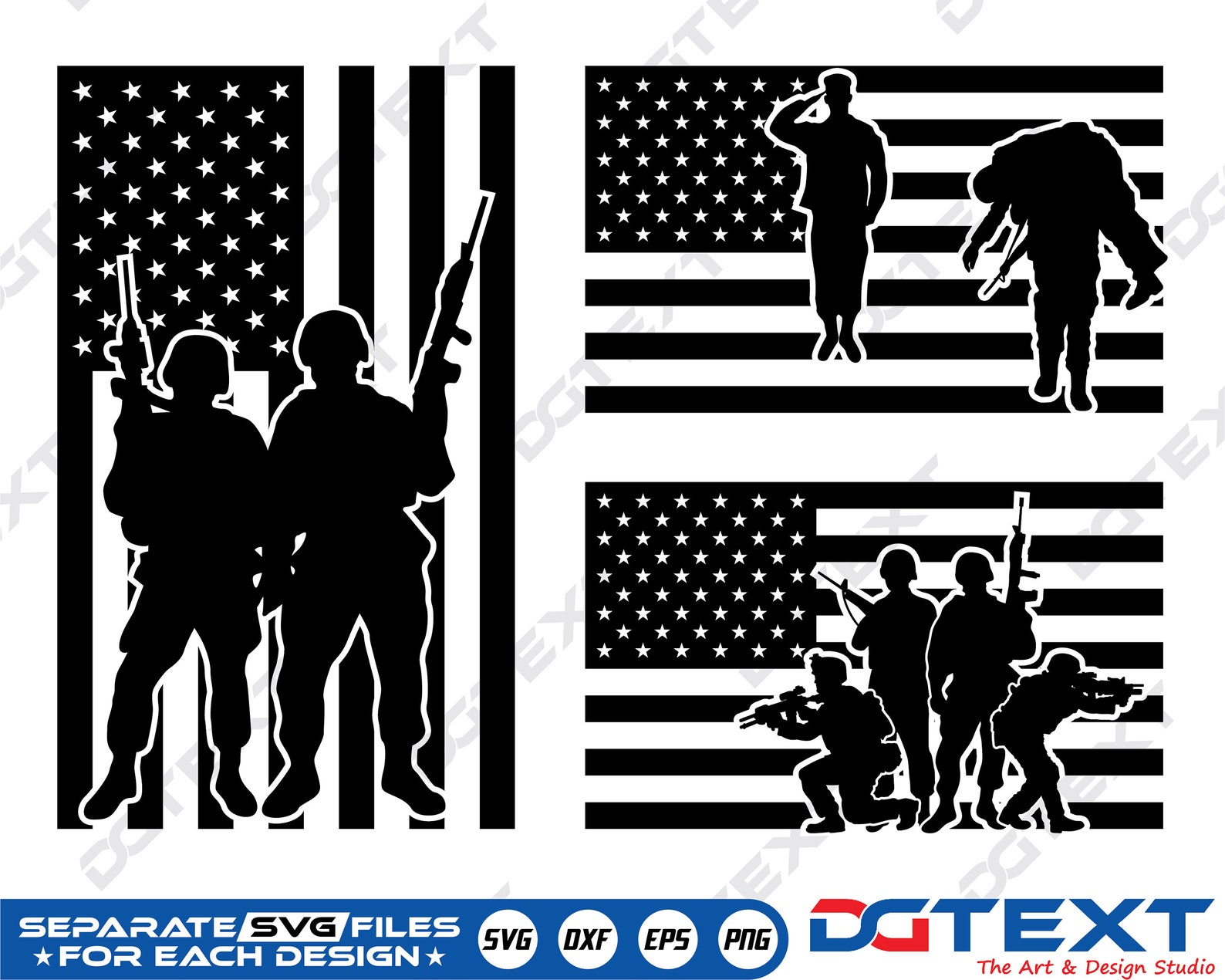 US Flag With Army SVG, Vector, Silhouette, Cricut File, Clipart ...