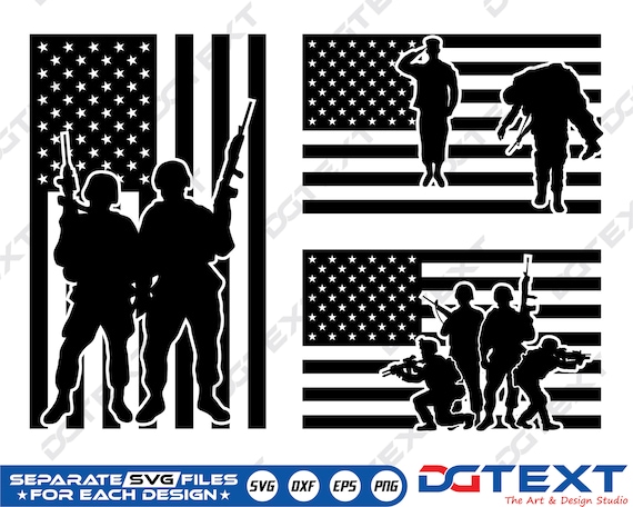Army Silhouette With Flag