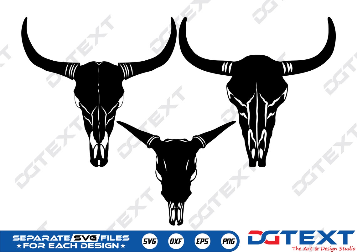 Bull Skull SVG Bull Skull Vector Silhouette Cricut File - Etsy