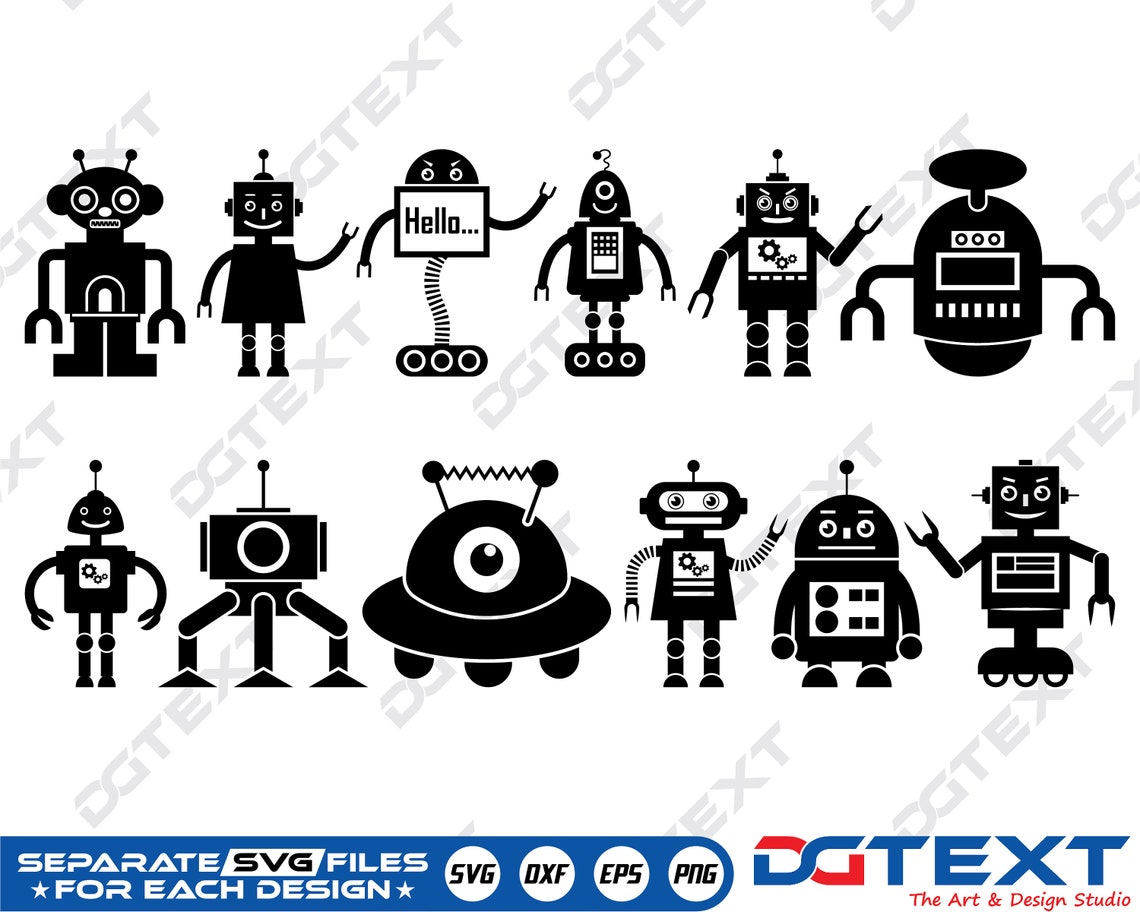 Robot SVG Robot Vector Silhouette Cricut File Clipart - Etsy