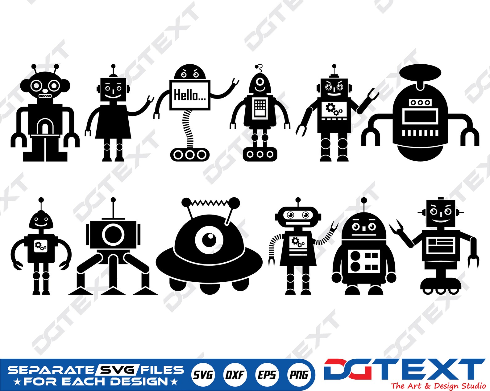 Robot SVG Robot Vector Silhouette Cricut File Clipart - Etsy