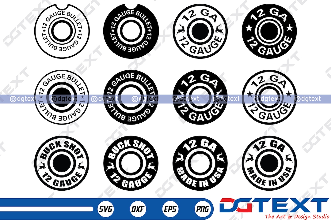 12 Gauge Bullet SVG, 12 Gauge Bullet Vector, Silhouette, Cricut File ...