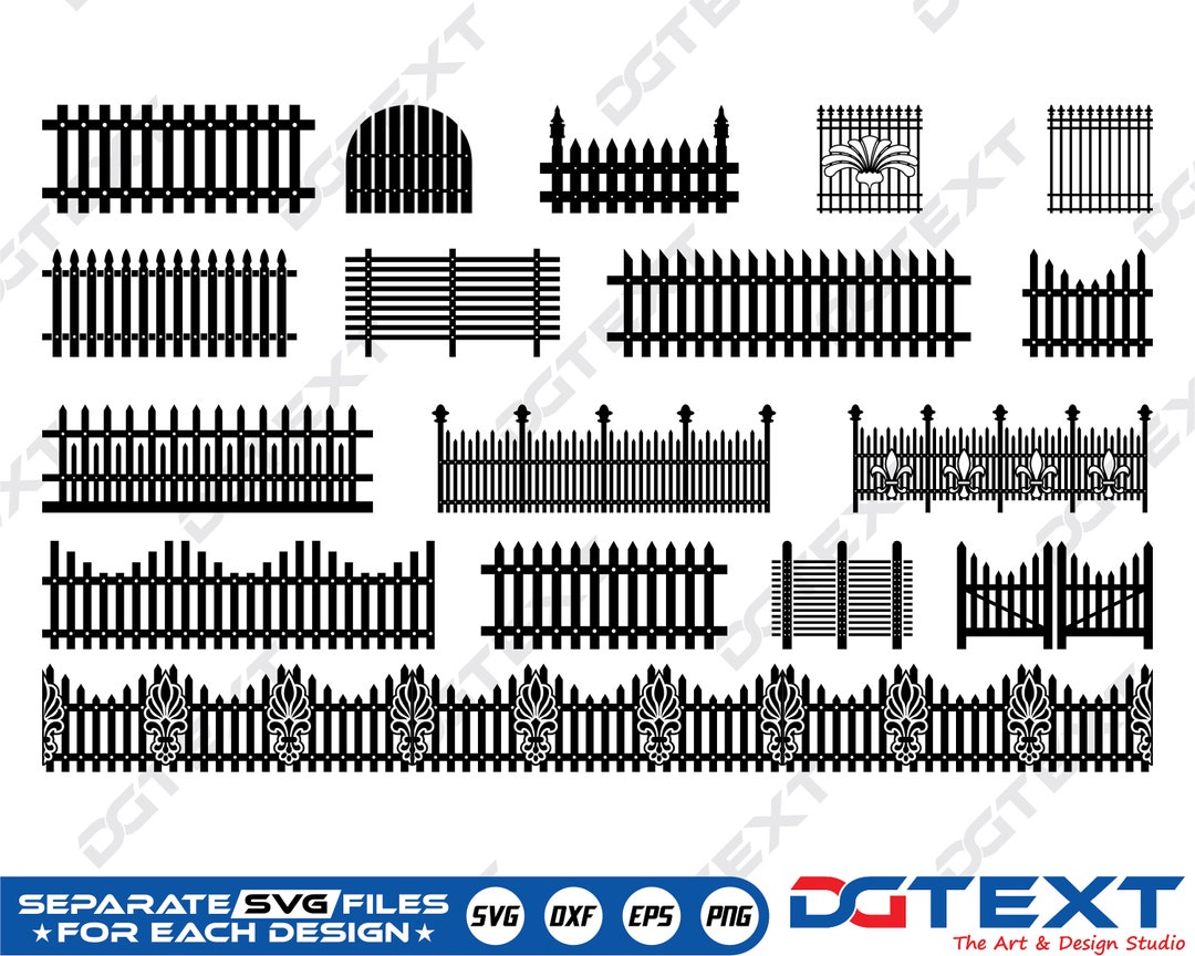 Wooden Fence SVG, Wooden Fence Vector, Silhouette, Cricut File, Clipart ...