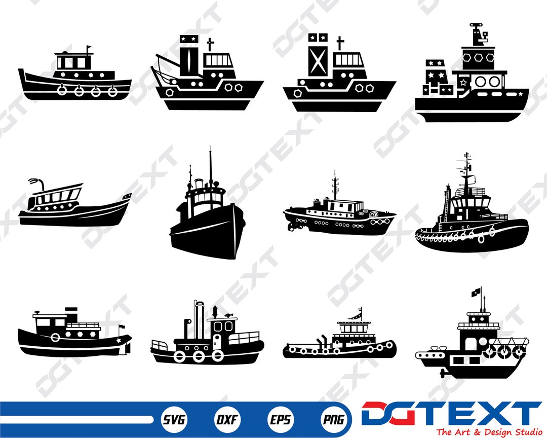 Tugboat SVG, Tugboat Vector, Silhouette, Cricut File, Clipart, Cuttable ...