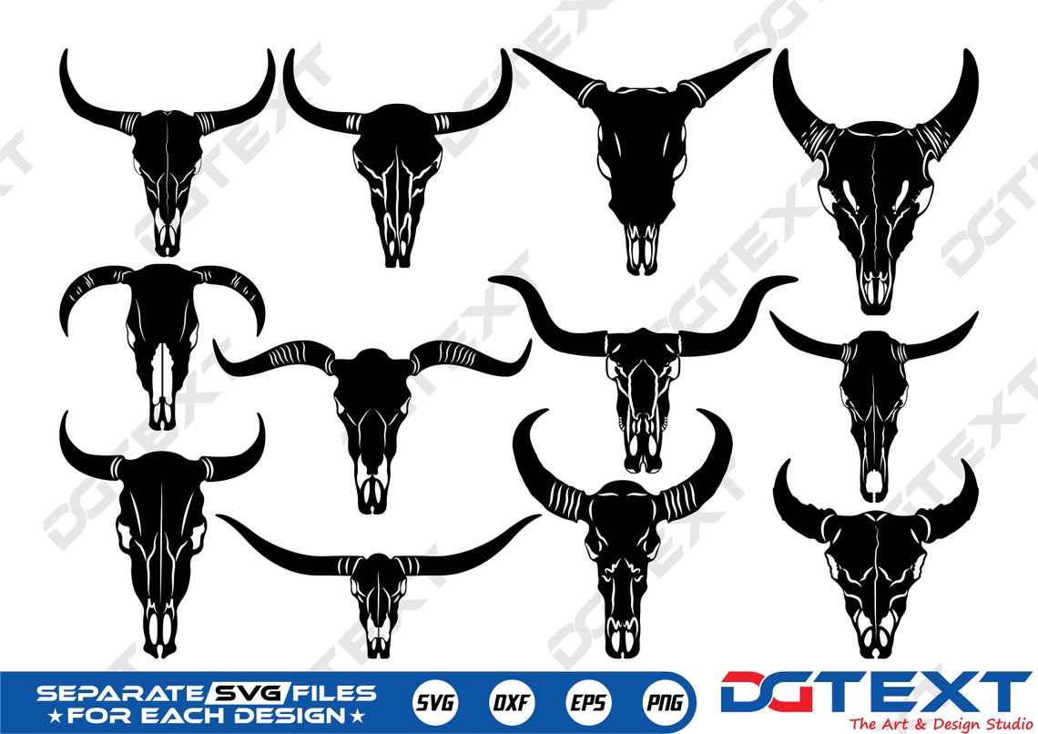 Cráneo de toro SVG Vector de cráneo de toro Silueta Archivo | Etsy