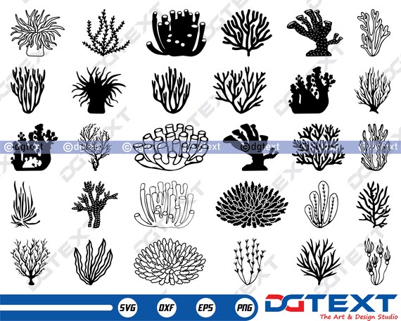 Coral Ocean SVG Coral Ocean Vector Silhouette Cricut File - Etsy