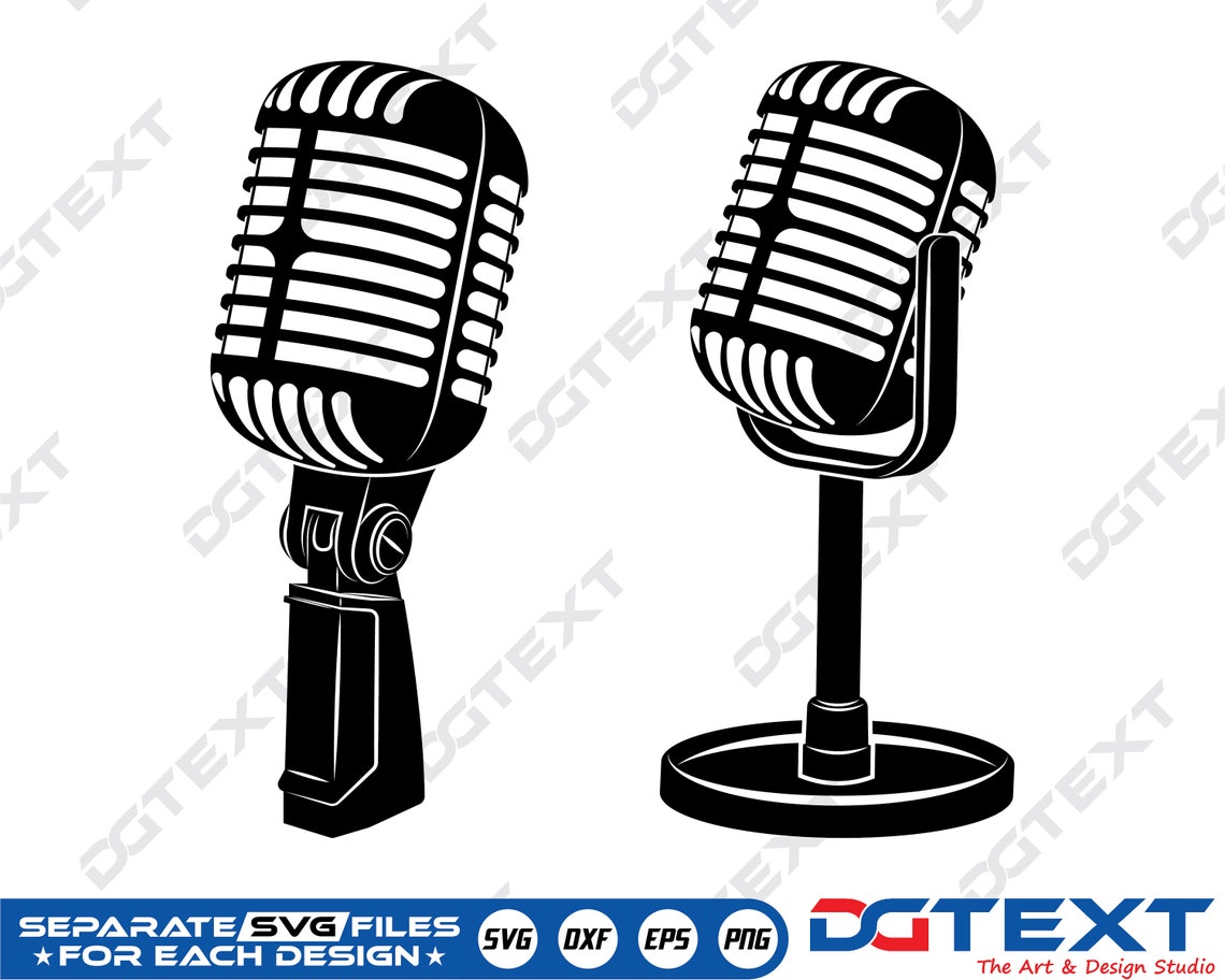 Microphone SVG Microphone Vector Silhouette Cricut File - Etsy
