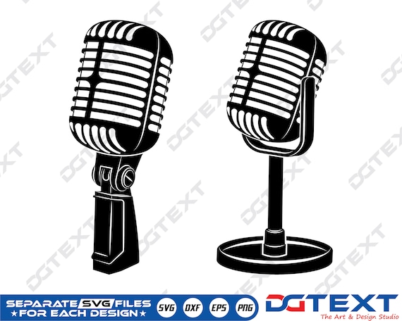 Microphone SVG Microphone Vector Silhouette Cricut File - Etsy