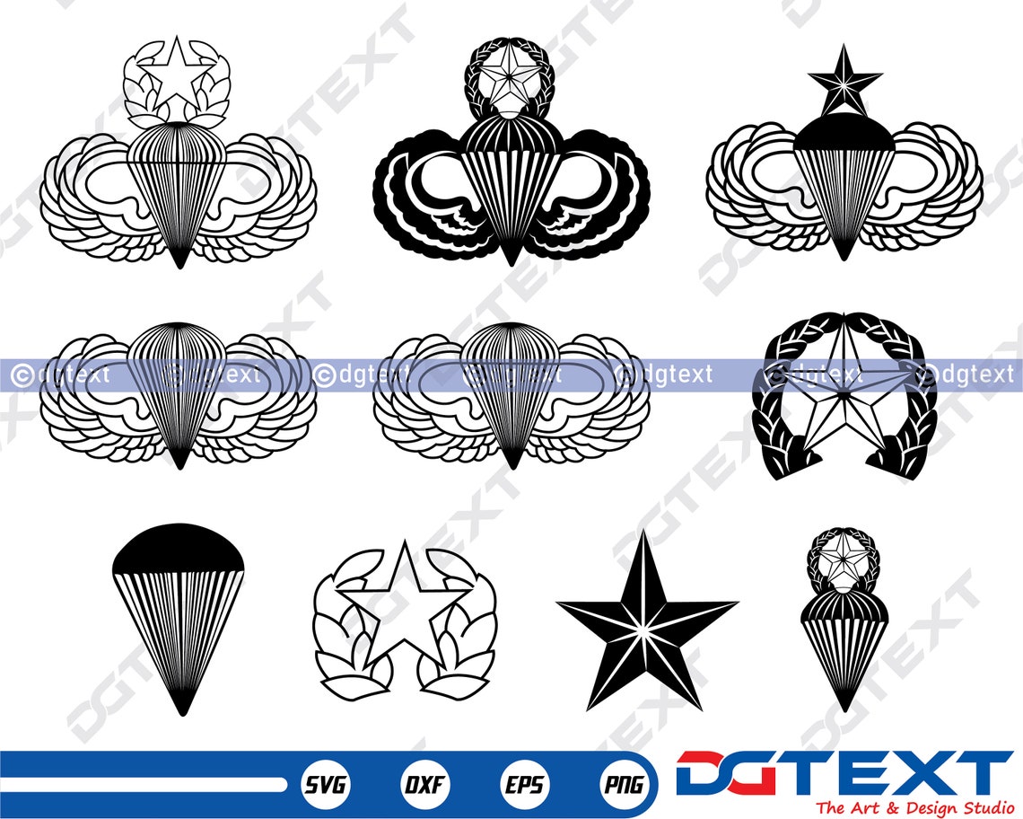 Army Parachute Jump Wings SVG Vector Silhouette Cricut - Etsy