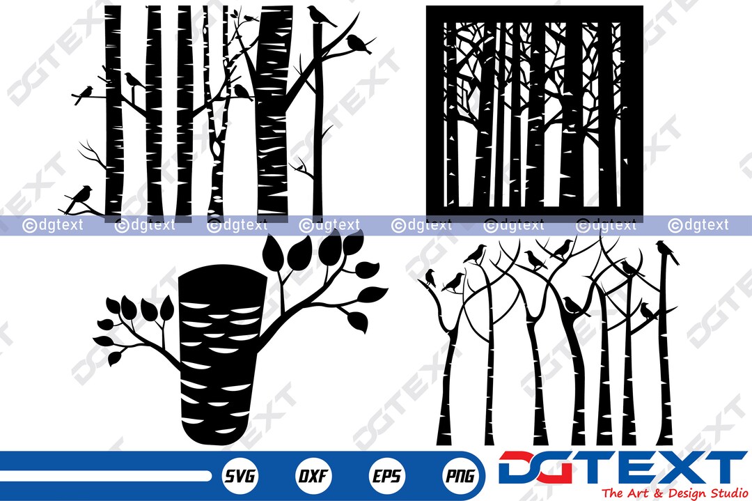 Birch Tree SVG, Birch Tree Vector, Silhouette, Cricut File, Clipart ...