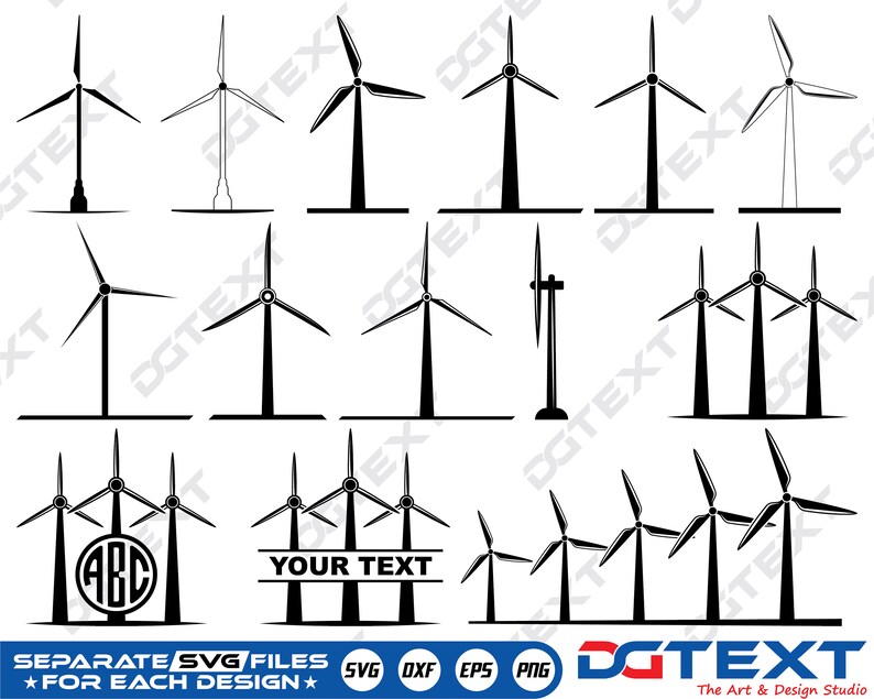 Wind Turbine SVG Wind Turbine Vector Silhouette Cricut - Etsy