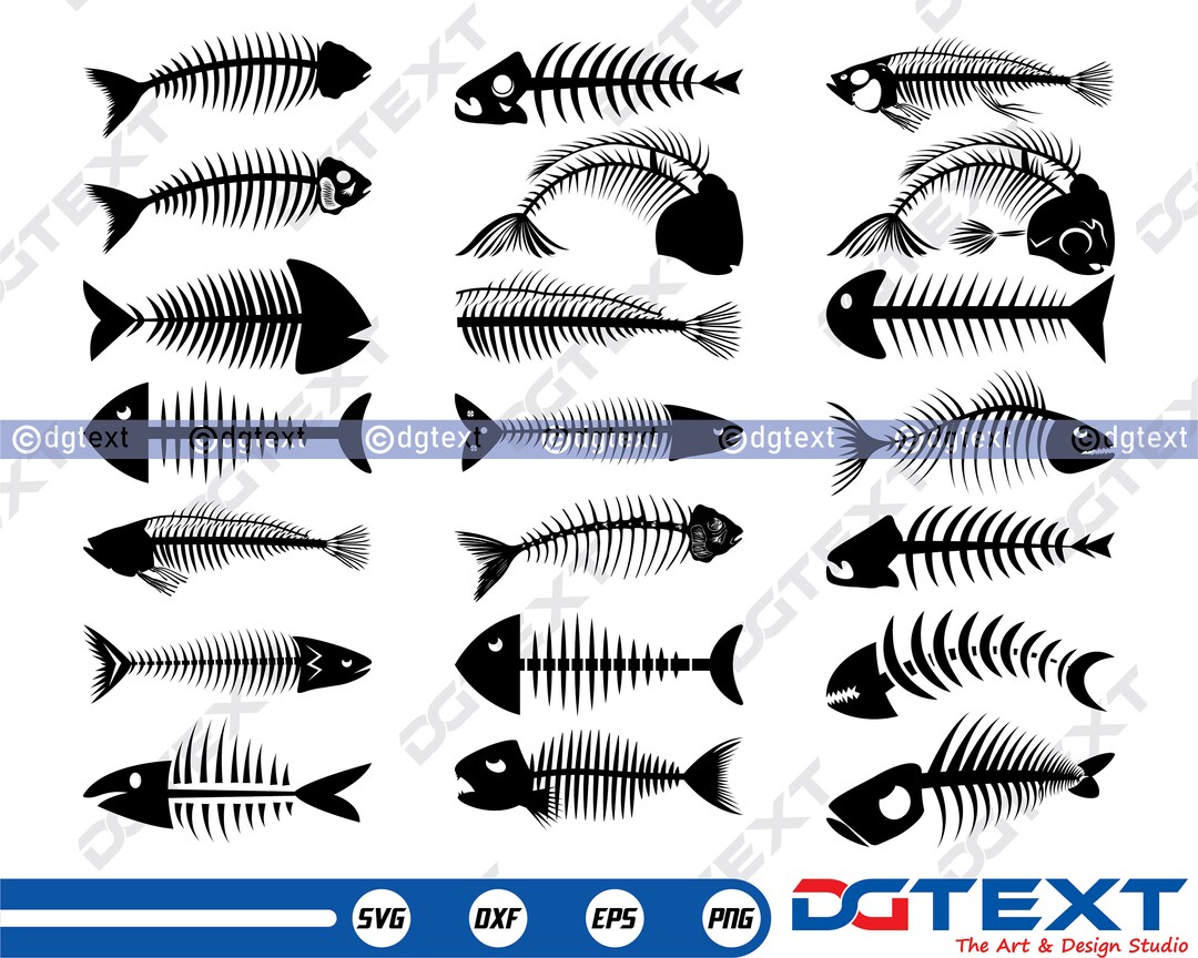 Fish Skeleton SVG, Fish Skeleton Vector, Silhouette, Cricut File ...