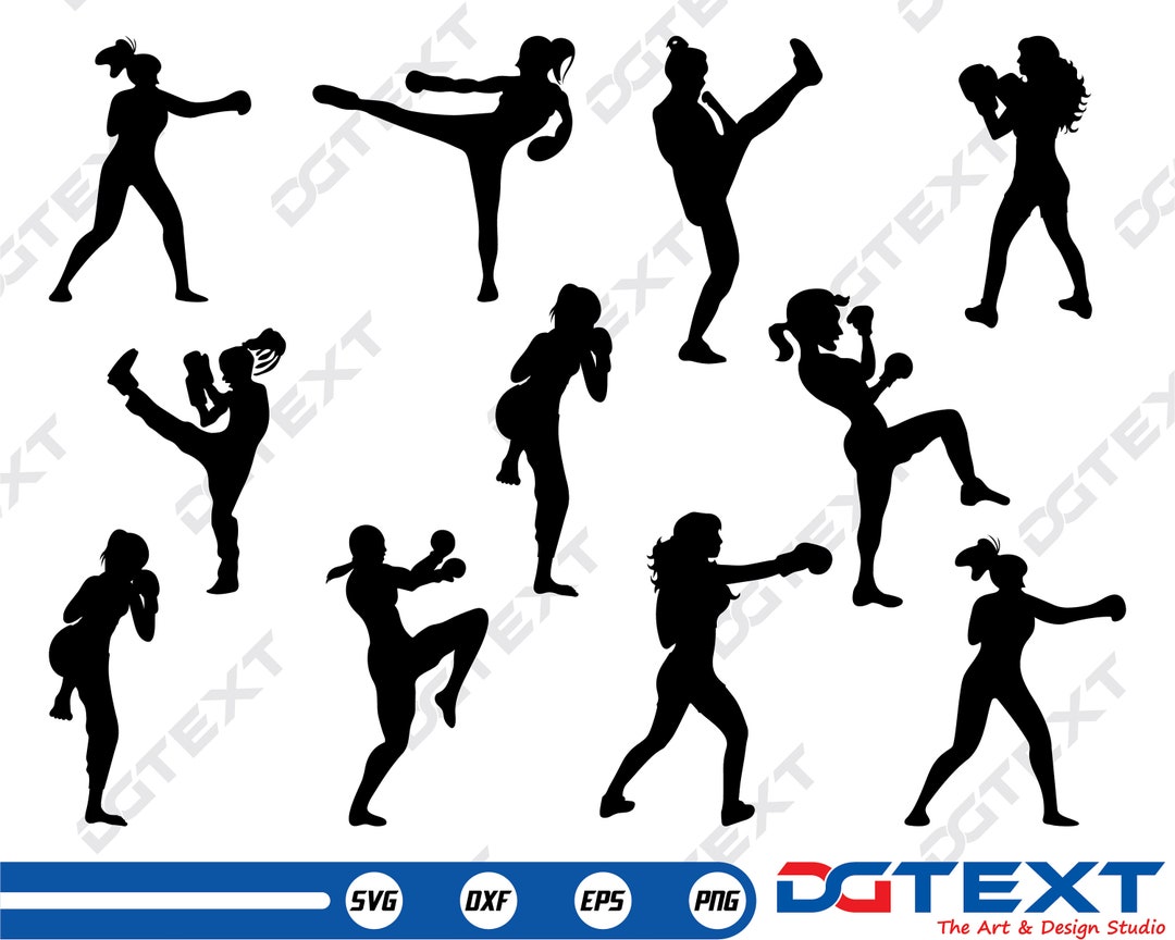 Boxing Women SVG, Boxing Women Vector, Silhouette, Cricut File, Clipart ...