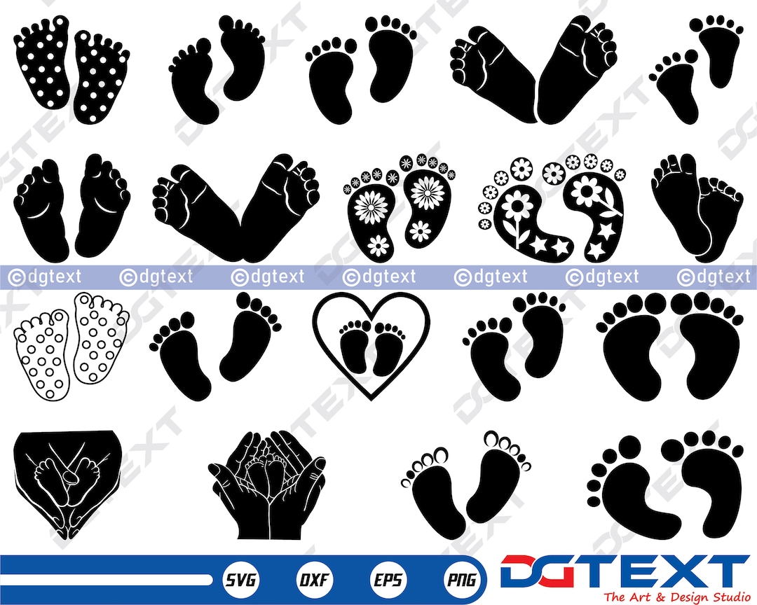 Baby Feet SVG, Baby Feet Vector, Silhouette, Cricut File, Clipart ...