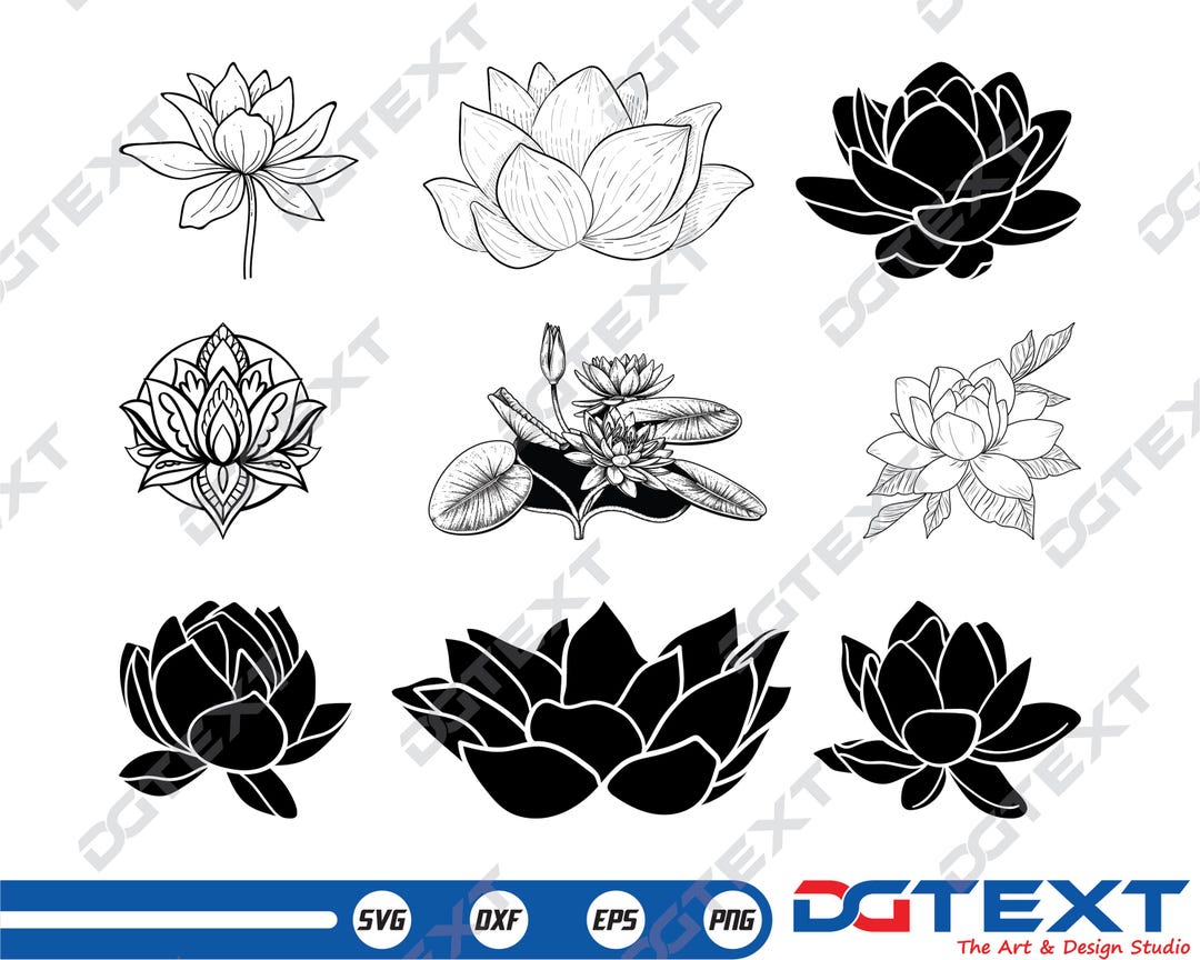 Lotus SVG, Lotus Vector, Silhouette, Cricut File, Clipart, Cuttable ...