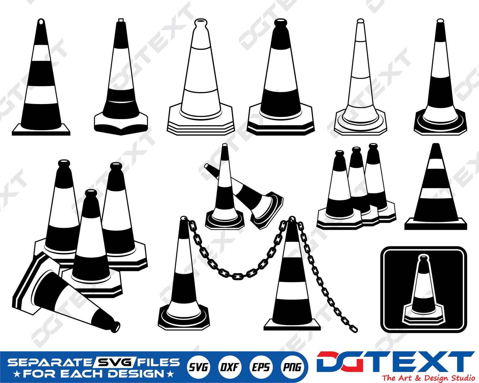 Traffic Cones SVG Traffic Cones Vector Silhouette Cricut | Etsy
