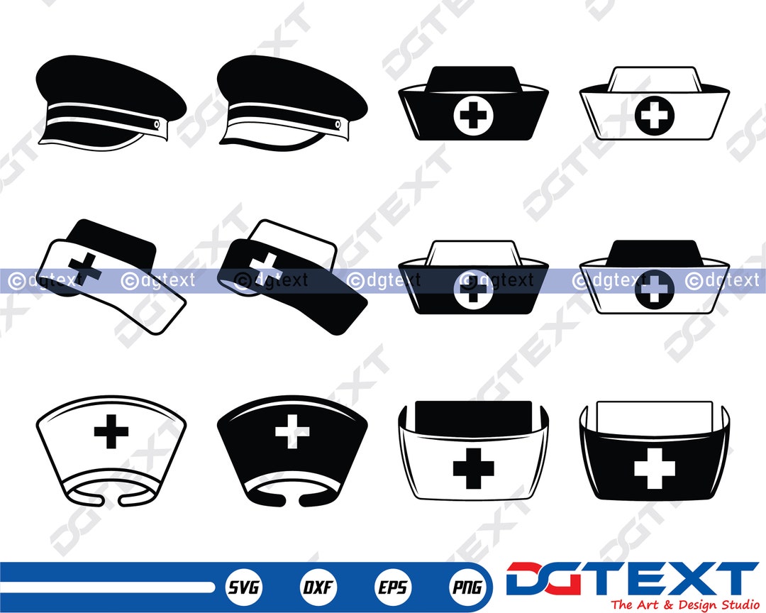 Nurse Hat SVG, Nurse Hat Vector, Silhouette, Cricut File, Clipart ...