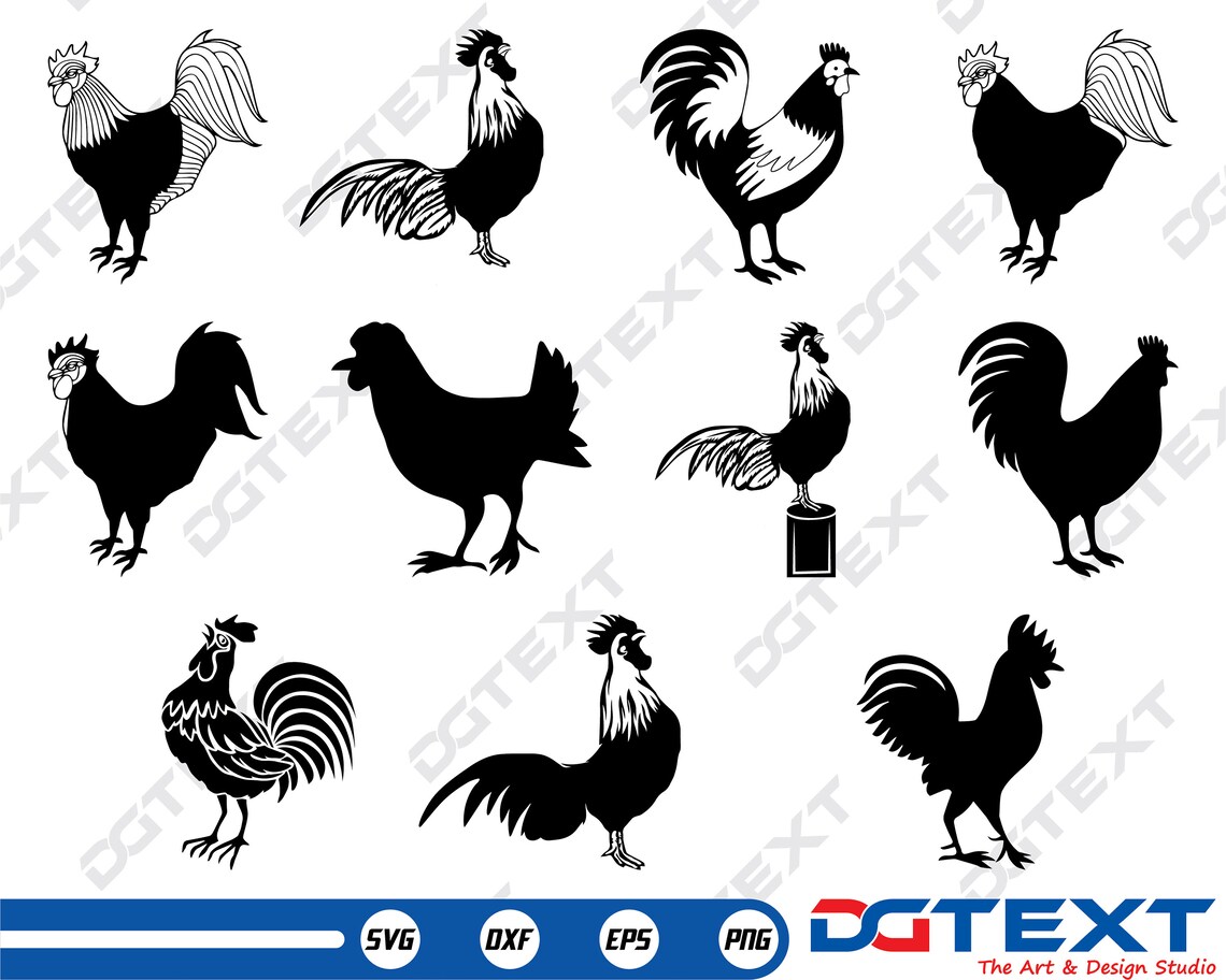 Rooster SVG Chicken SVG Rooster Vector Silhouette Cricut | Etsy