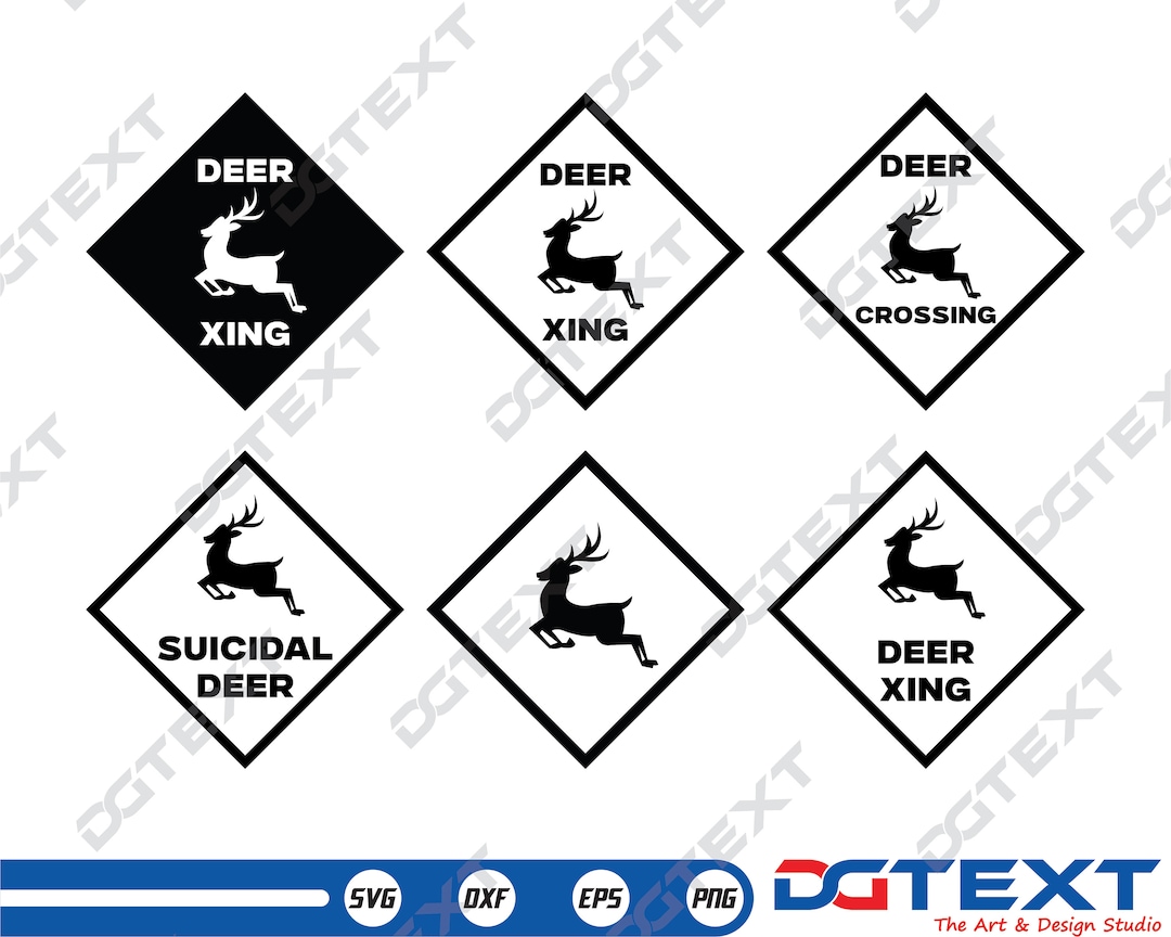 Deer Crossing Signs SVG, Deer Crossing Signs Vector, Silhouette, Cricut ...