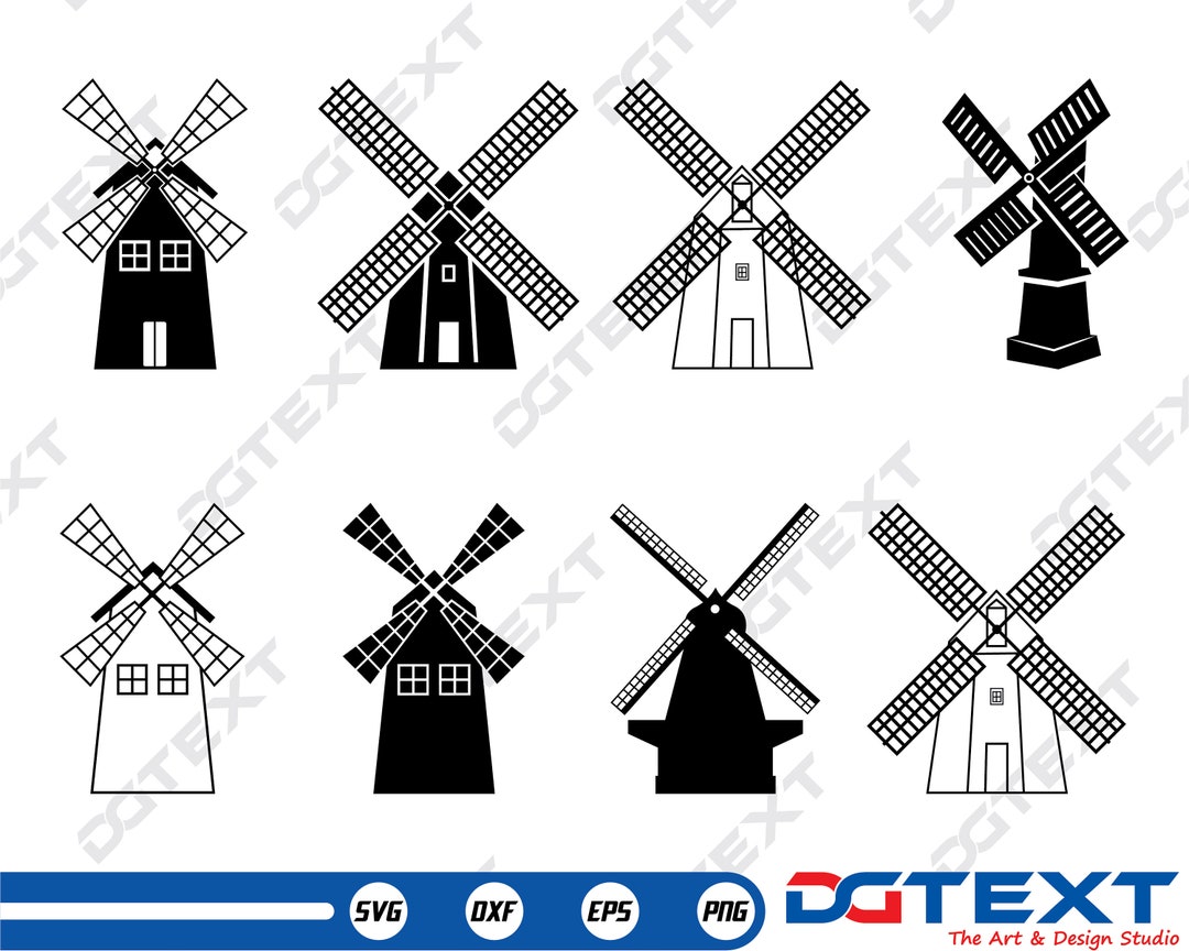 Windmill SVG, Windmill Vector, Silhouette, Cricut File, Clipart ...