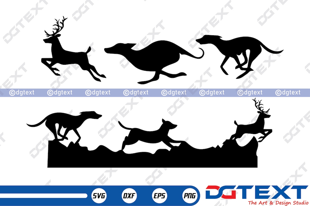 Dogs Running Deer SVG, Dogs Running Deer Vector, Silhouette, Cricut ...