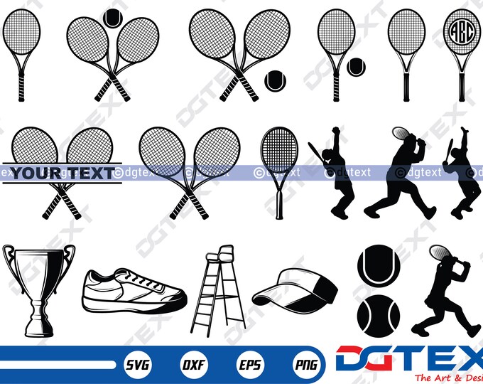 Tennis Racket SVG, Racket PNG, Racket Dxf, Racket Clipart, Tennis ...