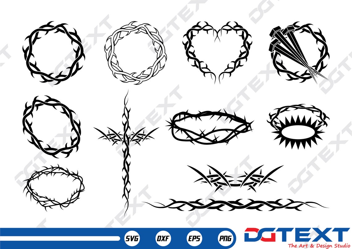 Crown Thorns SVG Crown Thorns Vector Silhouette Cricut - Etsy