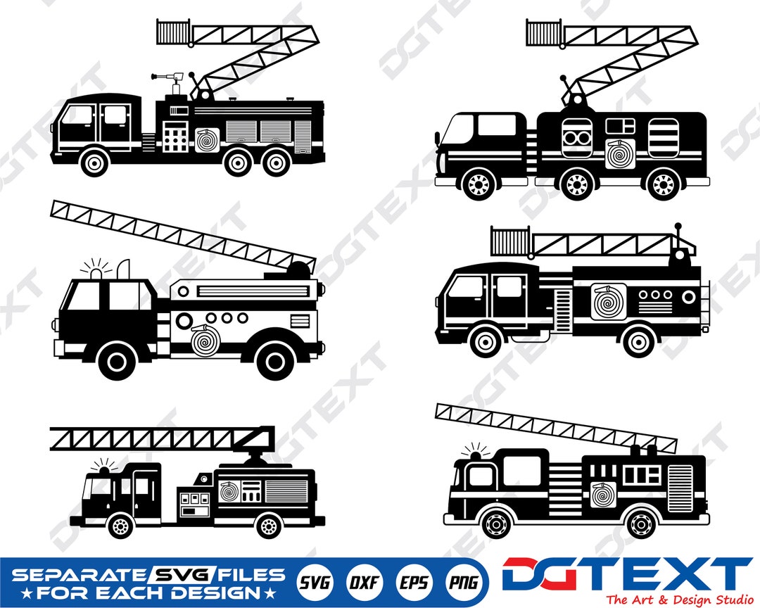 Fire Truck SVG, Fire Truck Vector, Silhouette, Cricut File, Clipart ...