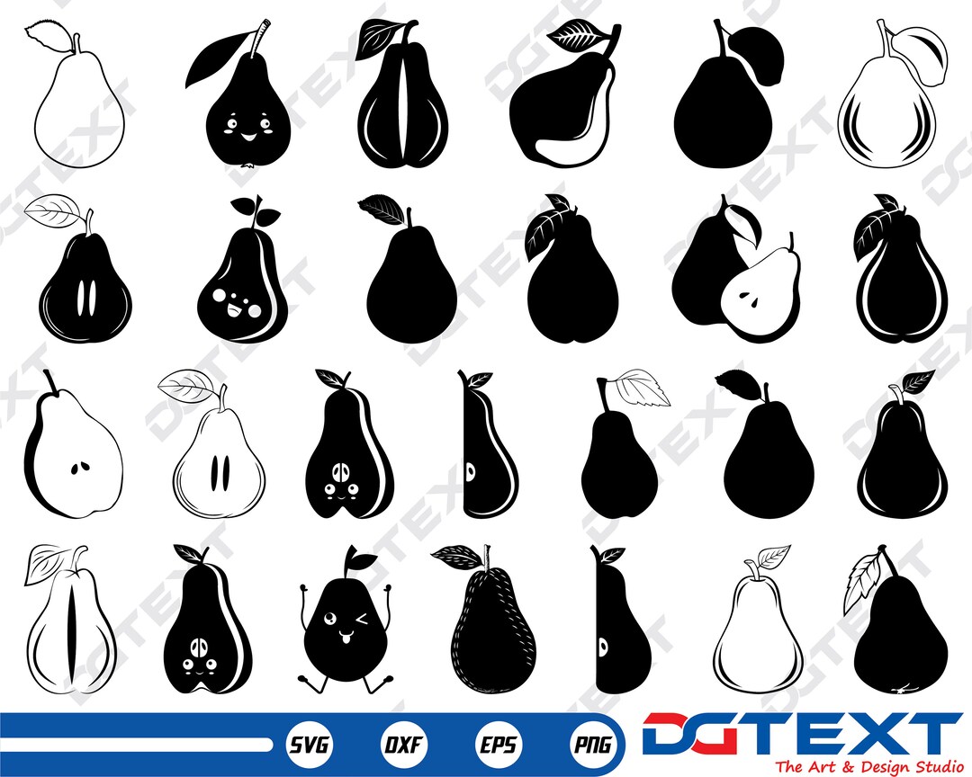 Pear SVG, Pear Vector, Silhouette, Cricut File, Clipart, Cuttable ...