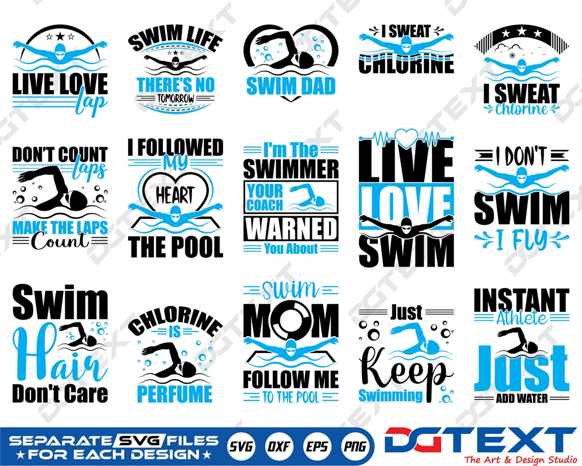 Swimming Bundle SVG Swimming Bundle Vector Silhouette - Etsy