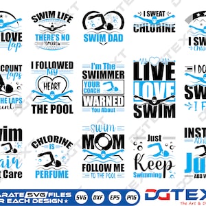 Swimming Bundle SVG, Swimming Bundle Vector, Silhouette, Cricut File ...